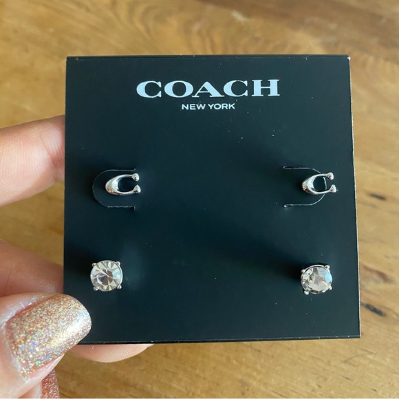 Coach | Jewelry | Coach Silver Signature C Stud Earring Set | Poshmark